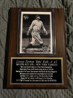 Card Plaque W/Name Plate Babe Ruth New York Yankees Seven Time WS Champ ...