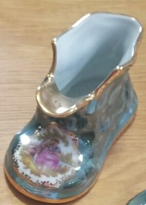 New French Limoges Miniature 24k Gold Shoe (Also selling matching items ...