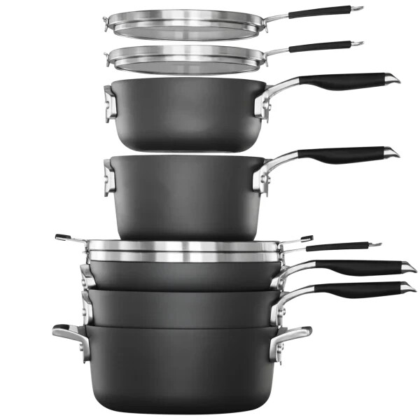 Calphalon Select Space-Saving Hard-Anodized Cookware Set - 14 Pieces ...