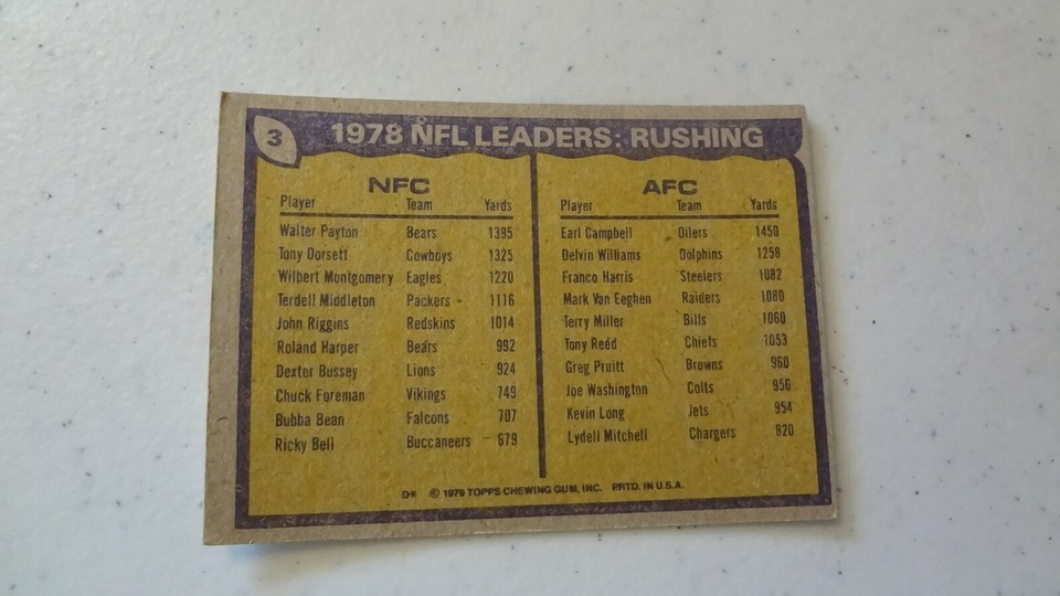 1979 TOPPS # 3 1978 NFL RUSHING LEADERS FOOTBALL CARD | eBay