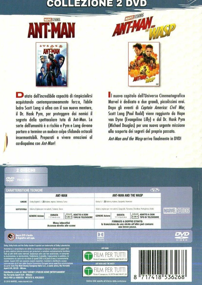 ANT-MAN And The Wasp + ANT-MAN (BOX 2 DVD) Paul Rudd, MARVEL STUDIOS ...