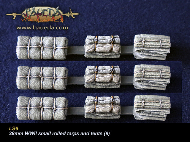 Baueda LS6 28mm WWII Small Rolled Tarps and Tents (9 pcs.) Terrain ...
