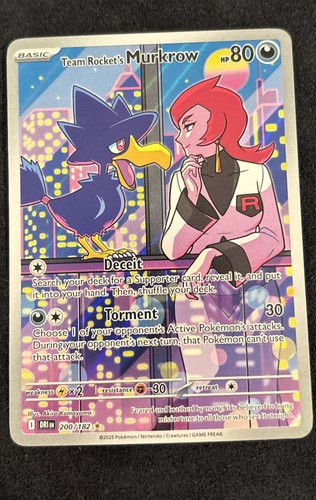 Pokémon TCG Team Rocket’s Murkrow 200/182 Illustration Rare Near Mint ...