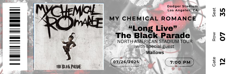 Custom MCR Black Parade Concert Tickets: Personalized Show & Design Fan ...