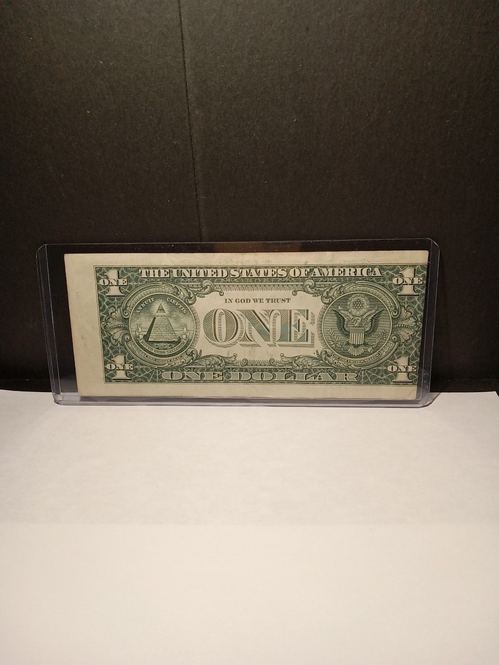 1999 One Dollar Bill Back Alignment Error With Black Ink On Front US ...
