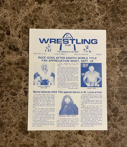 St. Louis Wrestling 09-20-1984 Program NWA WWF WCW WWE Flair Race Dusty ...