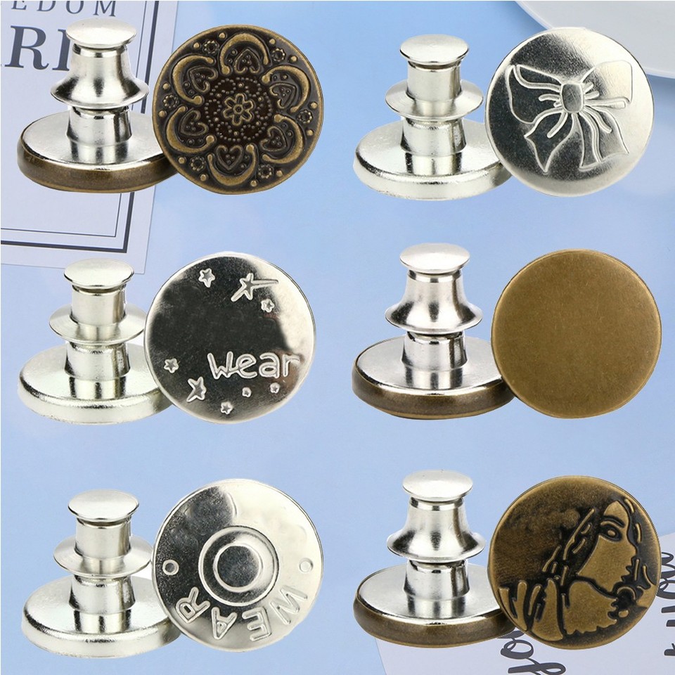 6 Pcs Jean Buttons Sewing Detachable Thin Waist Fasteners for Clothing ...