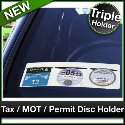 Car Van TAX / MOT / NCT / PARKING PERMIT / INSURANCE DISC HOLDER White ...