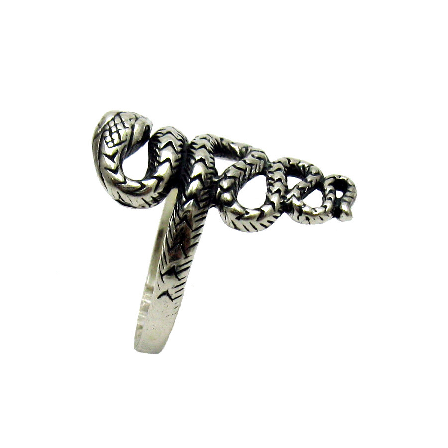 Long Stylish Genuine Sterling Silver Ring Stamped Solid 925 Snake ...