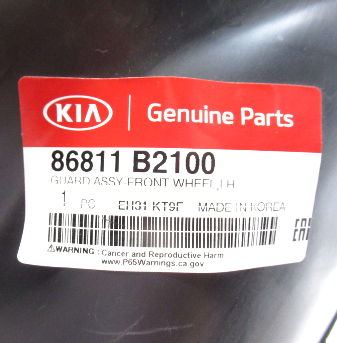 Genuine OEM Kia 86811 B2100 Driver LH Front Fender Liner 2014-2016 Soul ...