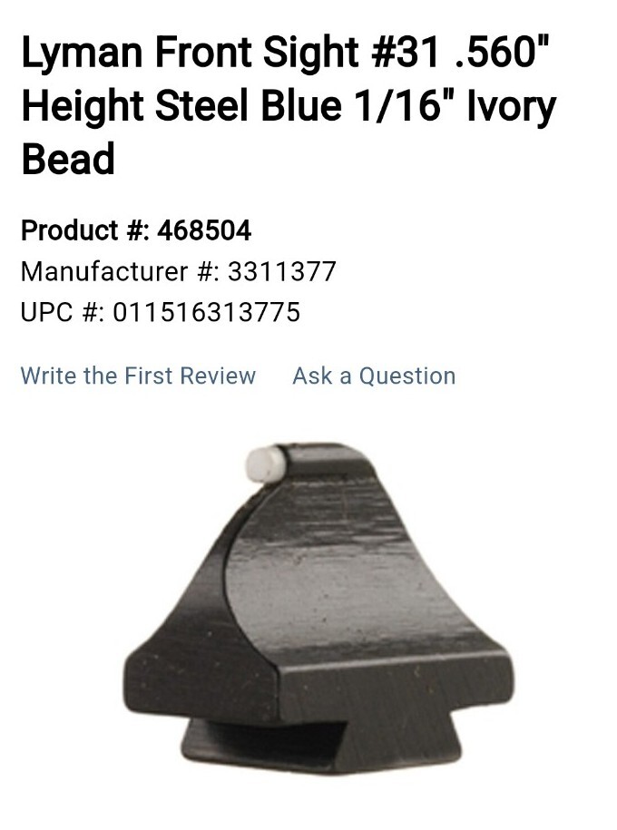 Lyman Front Sight 31 VA 560 IVORY 11/32 NEW IN BOX 3311377 | eBay