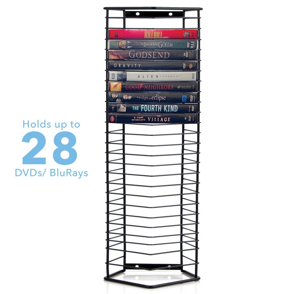 Atlantic Onyx DVD Storage Rack Tower (28 DVDs, 28 BluRays), Black | eBay
