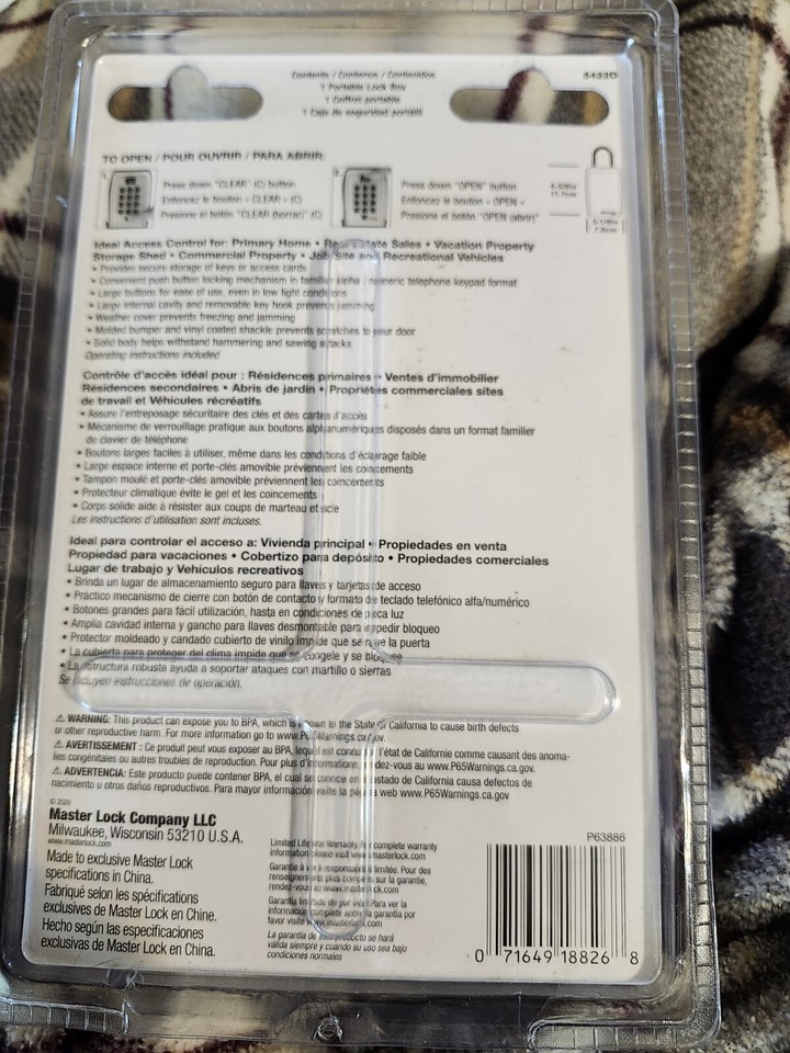 NEW Master Lock Portable Push Button Lock Box: Key & Access Card ...