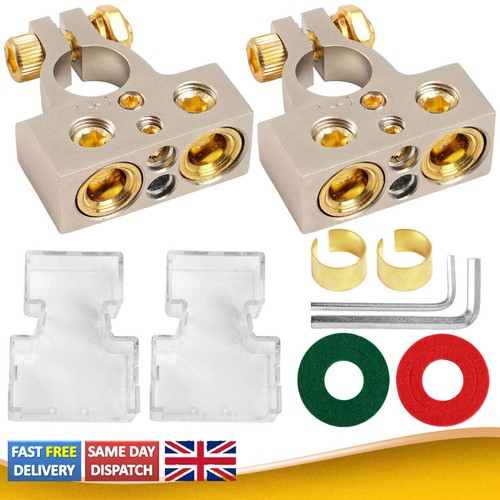 2pcs Positive Negative Car Battery Terminal Clamp Connector Kit Cover ...