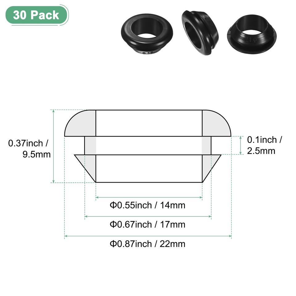 30-Pack Cable Railing Rubber Grommets, 17mm Drill Hole 14mm ID Car ...