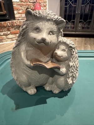 Hedgehog Parent & Baby Reading Book Figurine – Whimsical Garden Decor ...