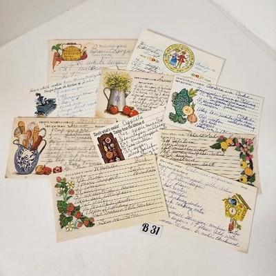 10 handwritten recipe cards 3x5 illustrated cards vintage paper ...
