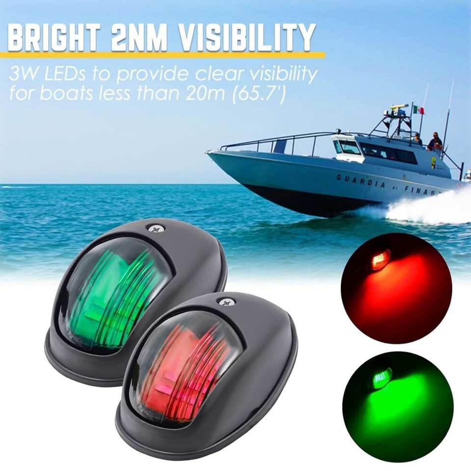 2 Pcs LED Navigation Lights Nav Lamp Side Mount Port Starboard Marine ...