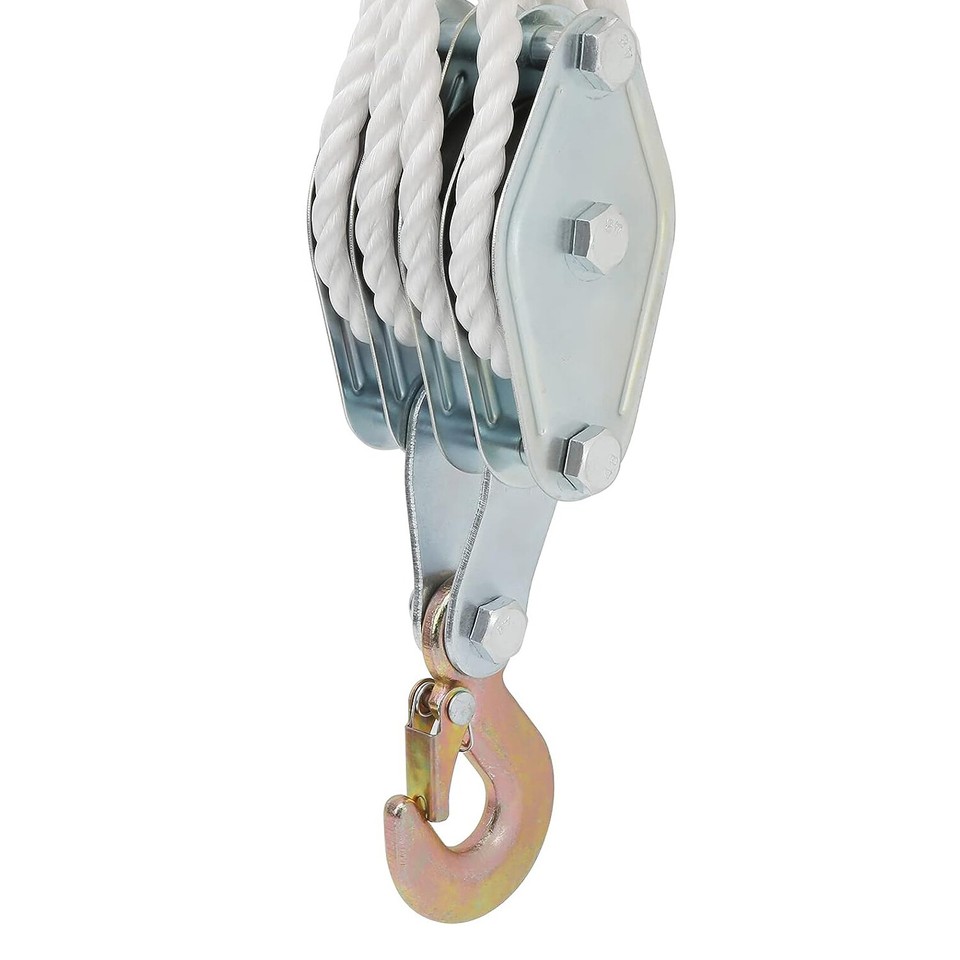 2T Rope Hoist Pulley Block and Tackle Winch Puller Lifting Pulley Hook ...