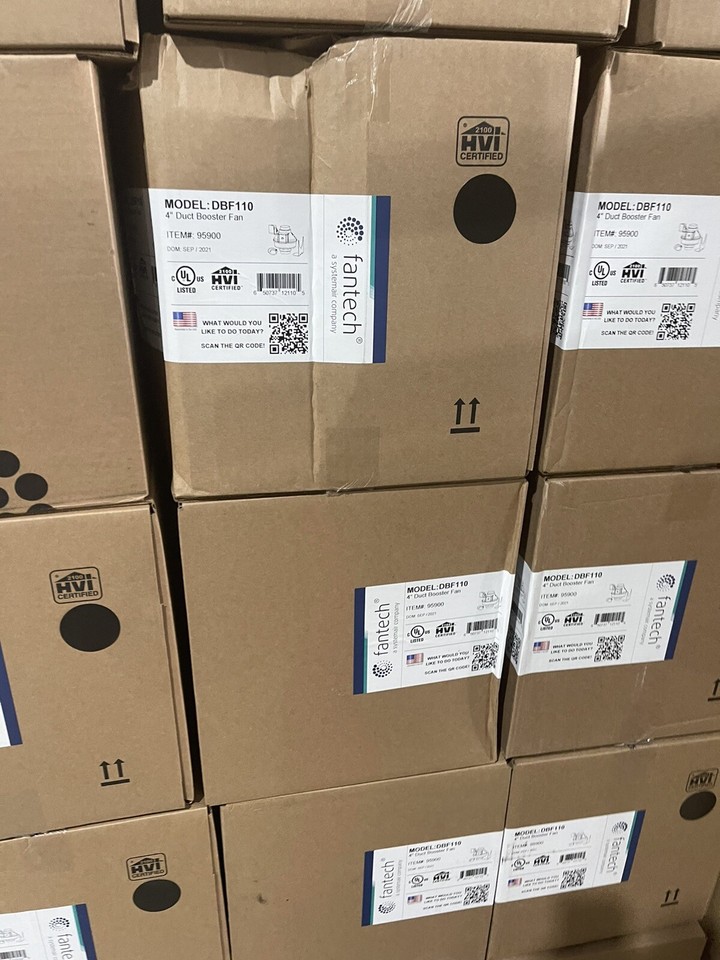 Fantech DBF 110 Dryer Duct Booster Fan 4", 120 V, 167 CFM 650737121105 ...