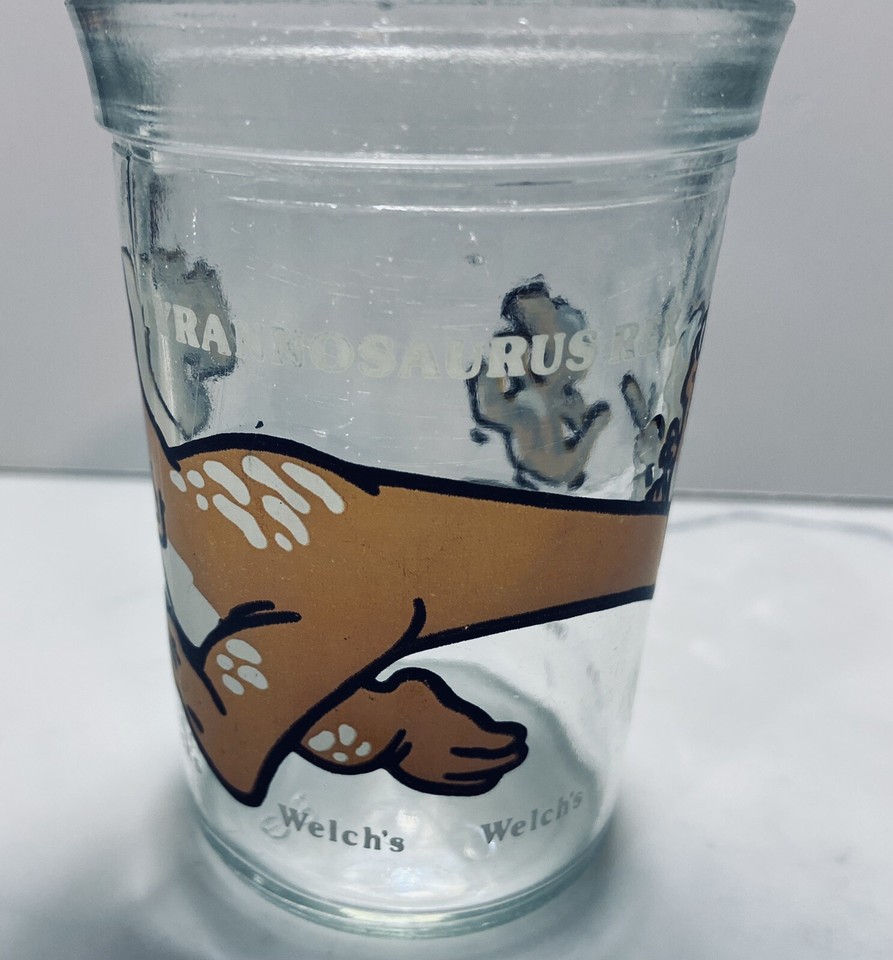 Vintage Welch's Jelly Jar Glass Tyrannosaurus Rex T-Rex 1988 Dinosaur 4 ...