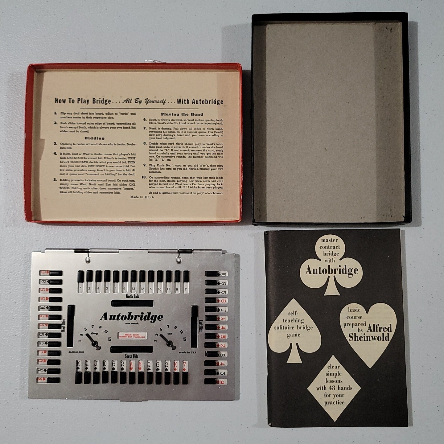VTG 1950's Auto Bridge Game For Beginners Set Play Yourself Deluxe ...