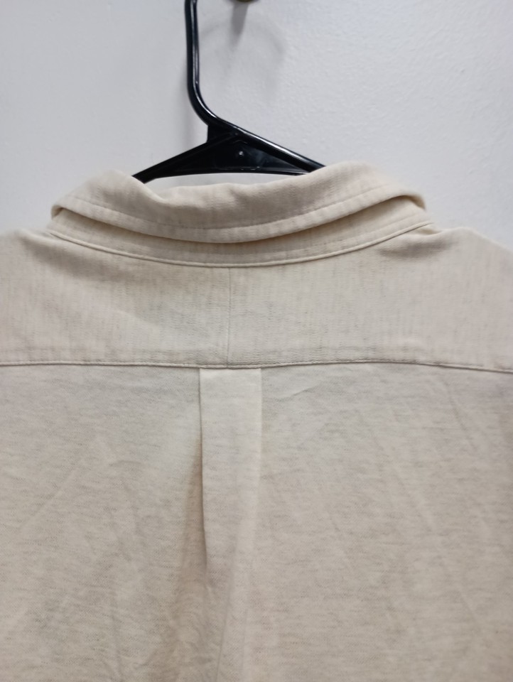 Polo Ralph Lauren Shirt Mens Large Beige Embroidered LOGO Preppy Long ...