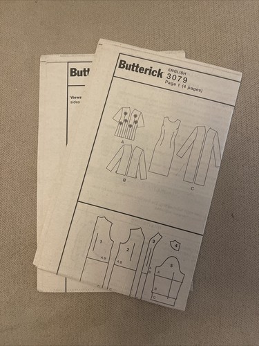 Butterick 3079 Pattern Dress Jacket Size 8 10 12 Miss New Uncut Vintage ...