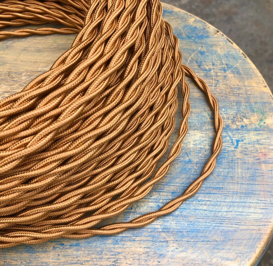 25' Rayon Cloth Covered Twisted Electrical Wire - Vintage Lamp Cord ...