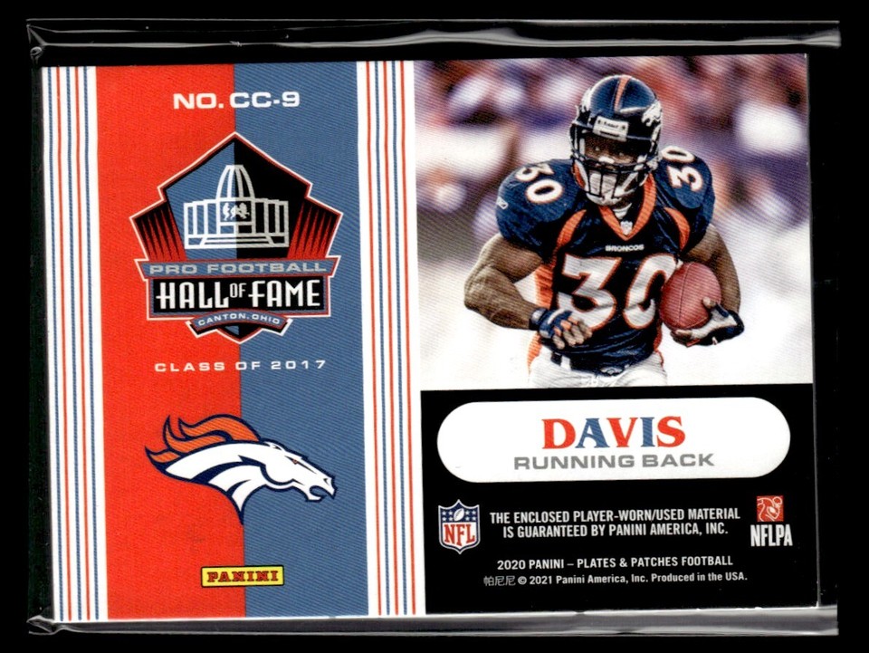 2020 Panini Plates & Patches Canton Cloth Orange Terrell Davis 47/75 ...