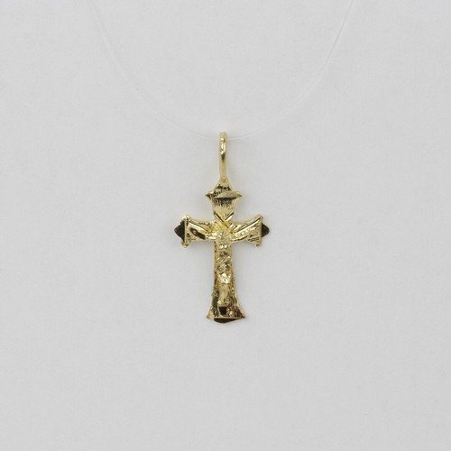 14k Yellow Gold Religious Crucifix Cross Pendant - Gem