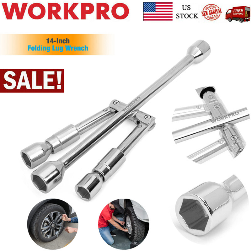 WORKPRO 14 Inch Universal Folding Lug Wrench 4-Way Tire Iron Wrench ...