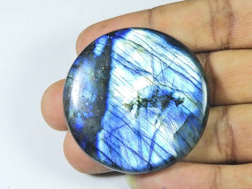 46X46MM Blue Labradorite Round Shape Cabochon Loose Natural Gemstone ...