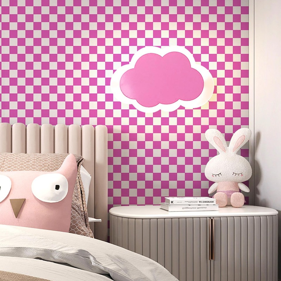Amiya Checkered Wallpaper Peel and Stick Hot Pink Checkerboard Contact ...