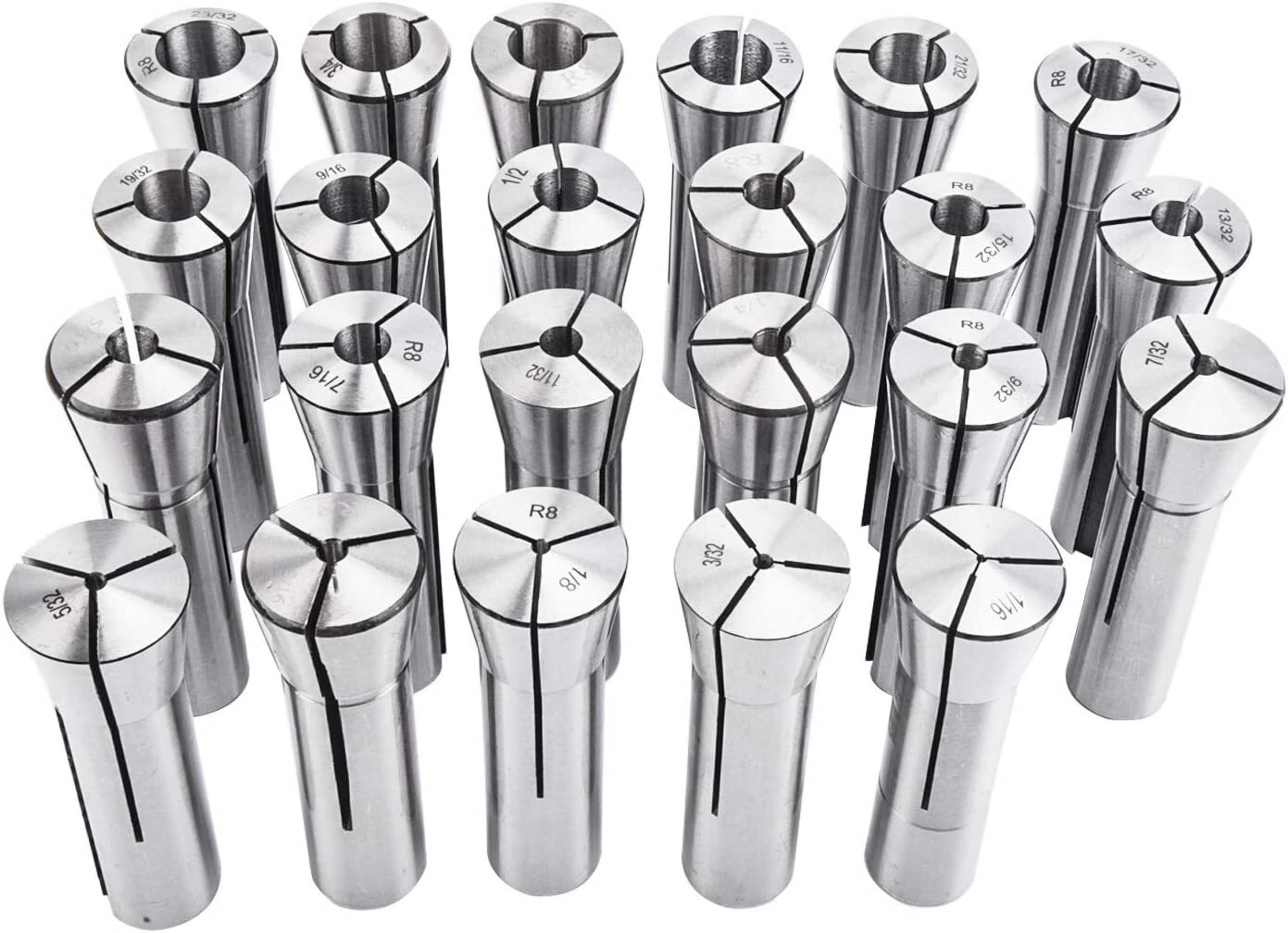 23PC High Precision R8 Collet Fractional 1/16 - 3/4" Fit for Bridgeport ...