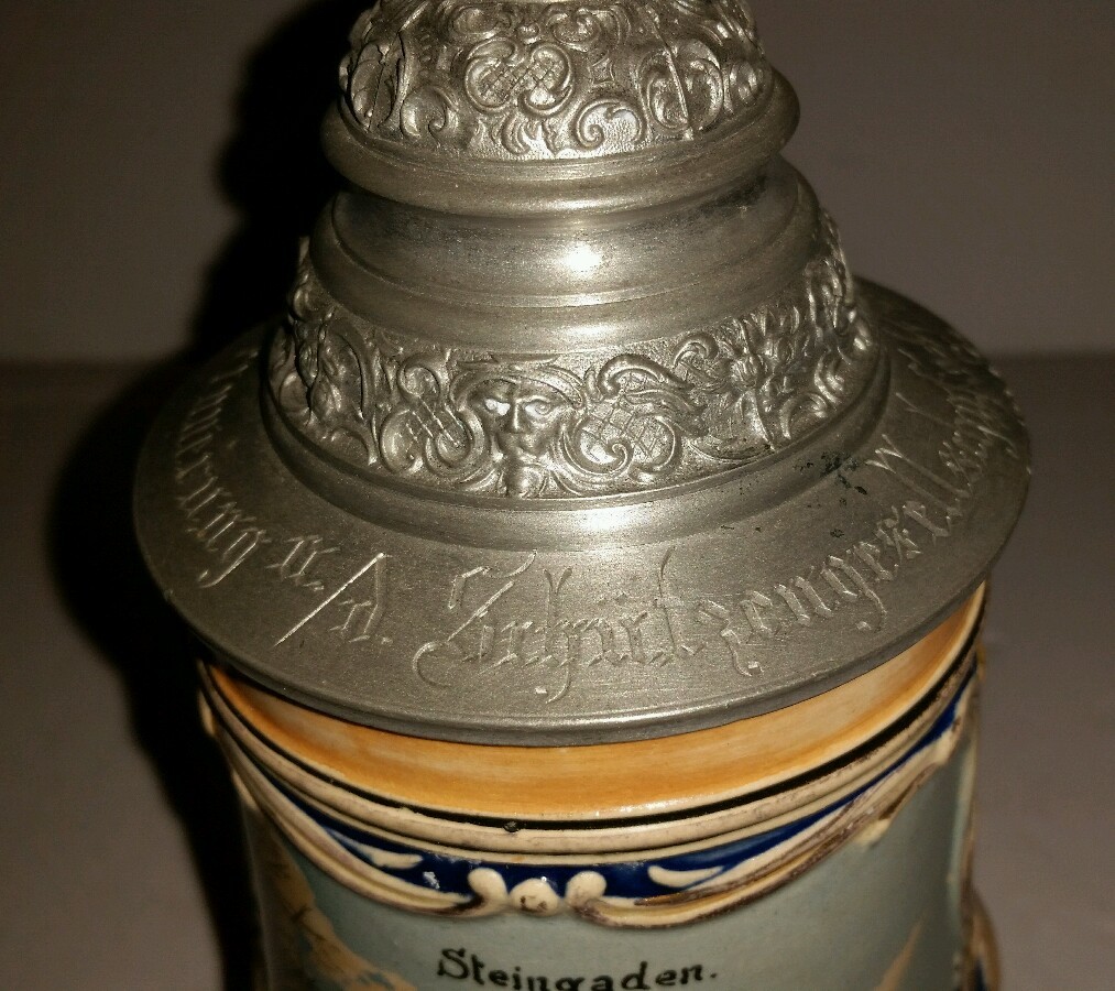 Antique German Beer Stein Lidded Steingaden Gesetzlich Geschutzt ...