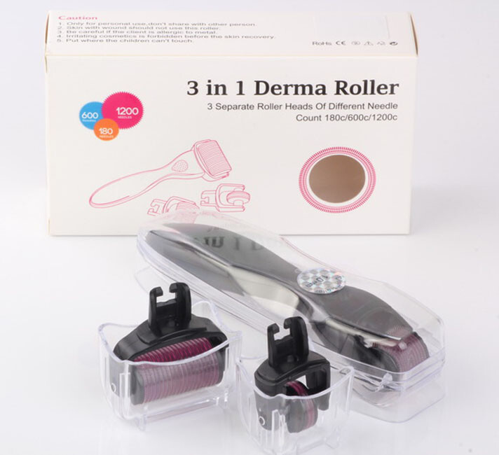 Derma Roller Titanium needles 3 in 1 set, Acne Scars Beard Hair ...
