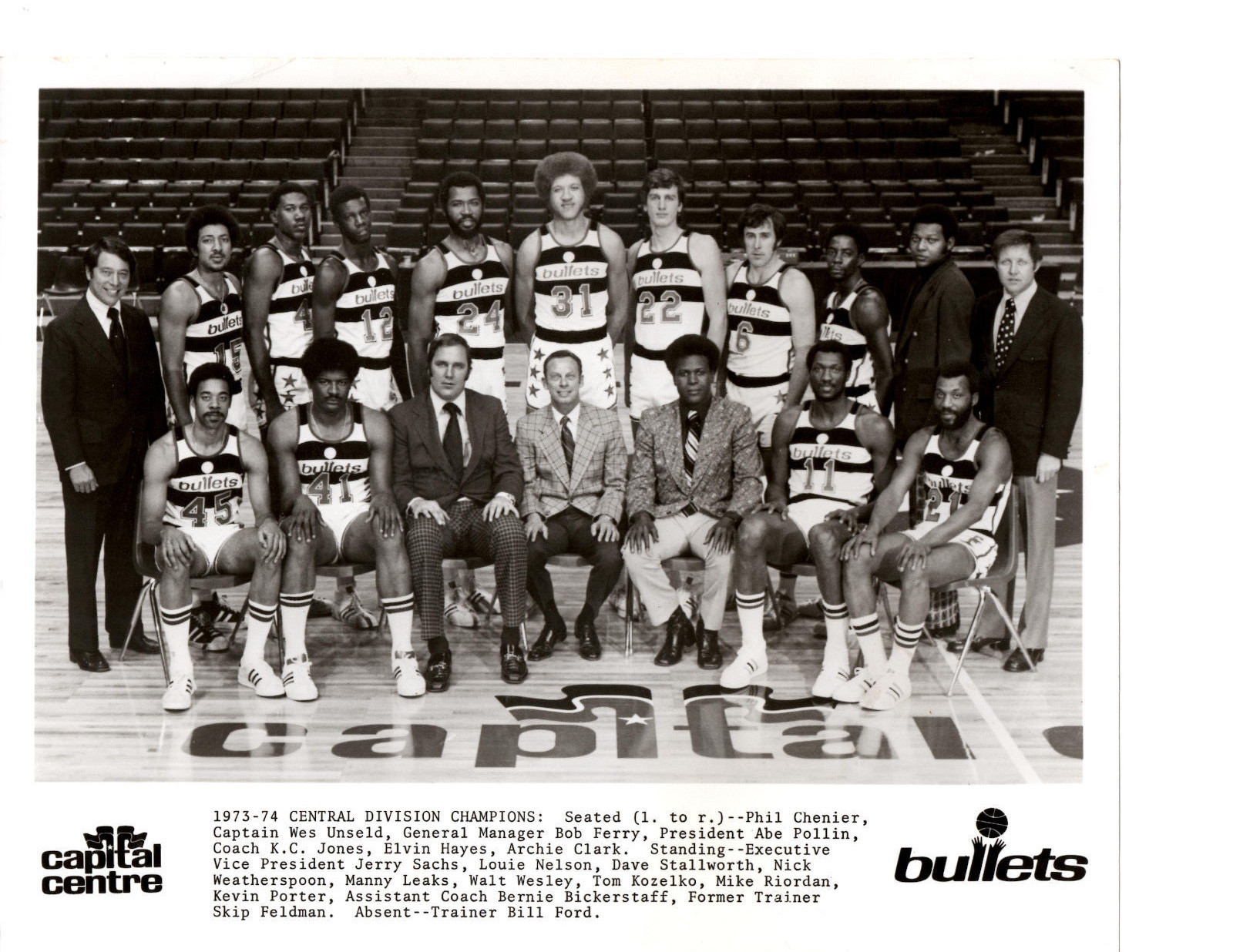 1973 1974 WASHINGTON BULLETS 8X10 TEAM PHOTO BASKETBALL UNSELD HAYES ...