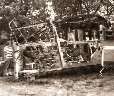 Vintage Old 1950's Photo of a Camper Trailer that exploded Blew up at ...