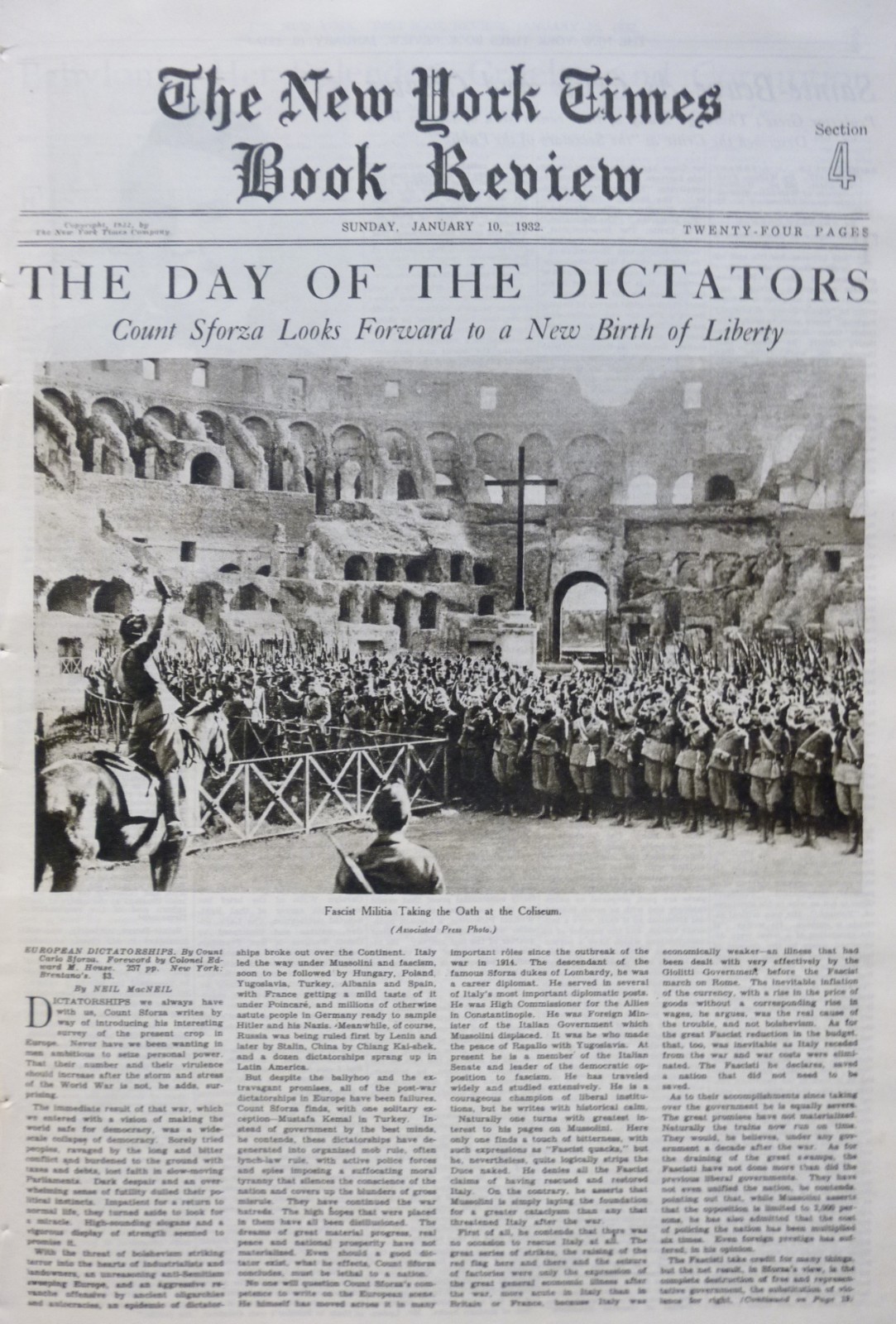 MUSSOLINI FASCIST COLISEUM - CHINA ART 1-1932 January 10 BABYLON MAYA ...