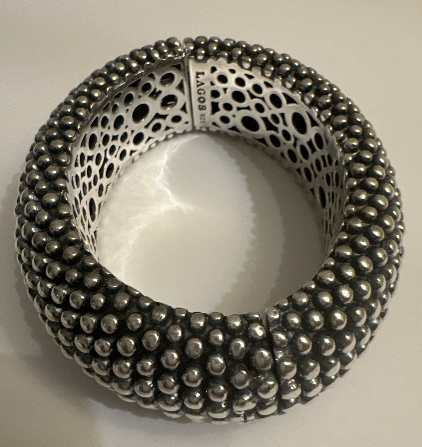 LAGOS Signature Caviar Wide Hinge Bangle Bracelet Ste… - Gem