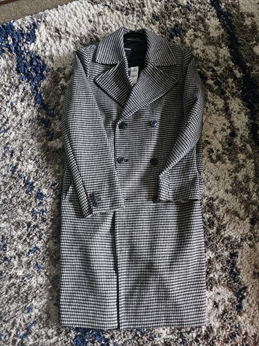 NWT EXPRESS MEN Houndstooth Wool Overcoat Double Breasted Size Small | eBay