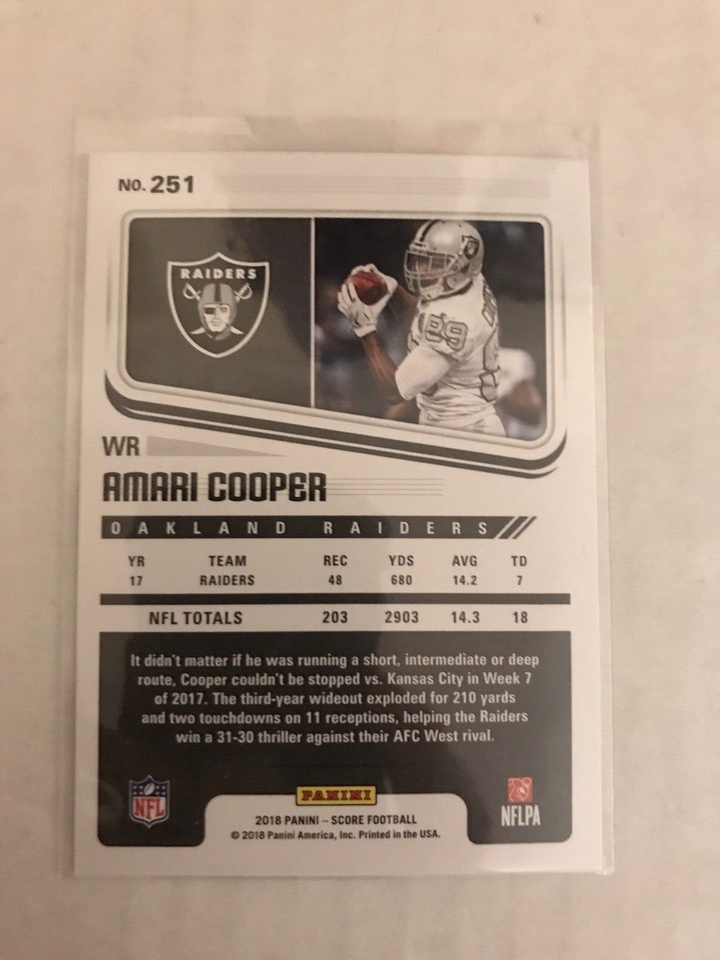2018 Score Purple Amari Cooper #251 Cleveland Browns Dallas Cowboys 1. ...