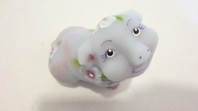 Fenton Glass Lavender Pig Figurine- Burmese Satin -Floral design-hand ...