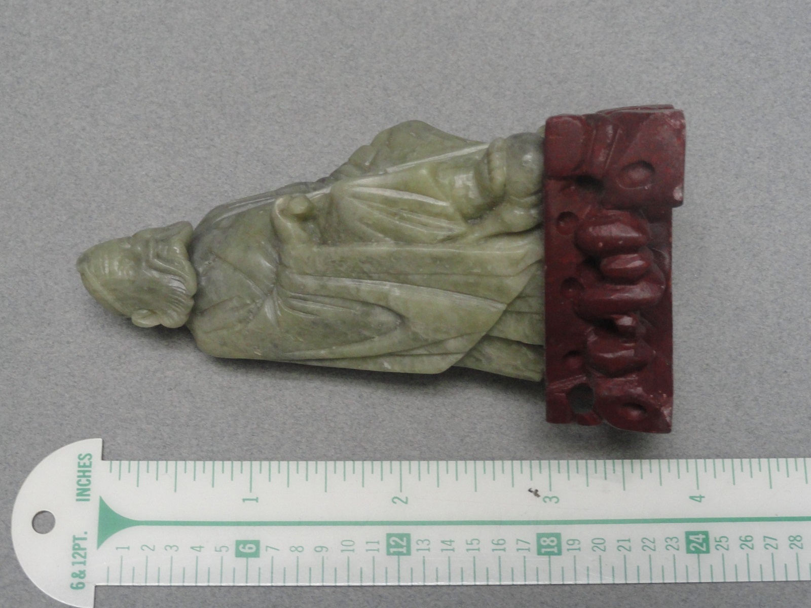 ANTIQUE 19c WELL CARVED CHINESE SHOUSHAN STONE JADE LUOHAN ...