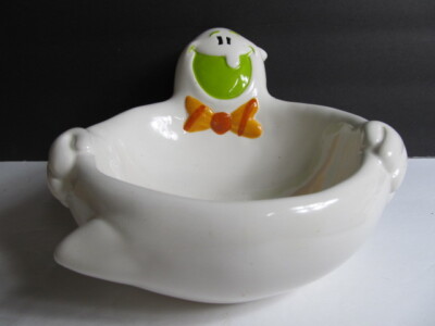 Halloween Happy Ghost Ceramic Sculpted Candy Bowl Dish Tray 7" White | eBay