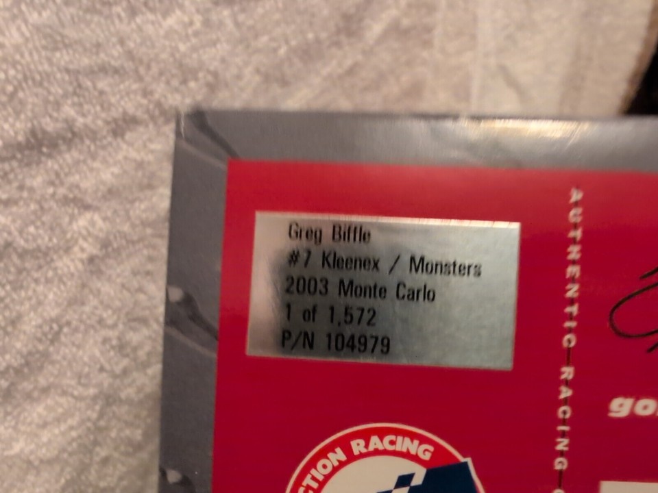 2003 NASCAR #7 Greg Biffle Autographed 1/24 Action Wolfman Diecast New ...