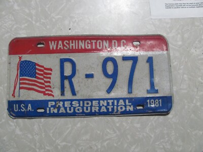 1981 WASHINGTON D.C. PRESIDENTIAL INAUGURAL LICENSE PLATE FREE SHIPPING ...