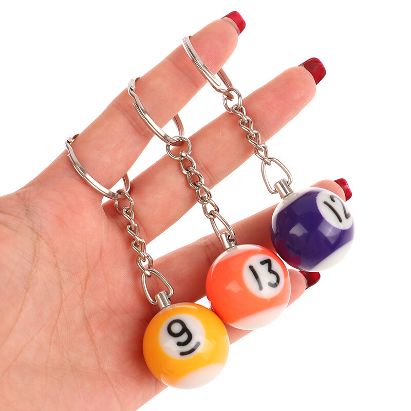 Mini Billiards Shaped Keyring Assorted Colorful Billiards Pool Ball ...