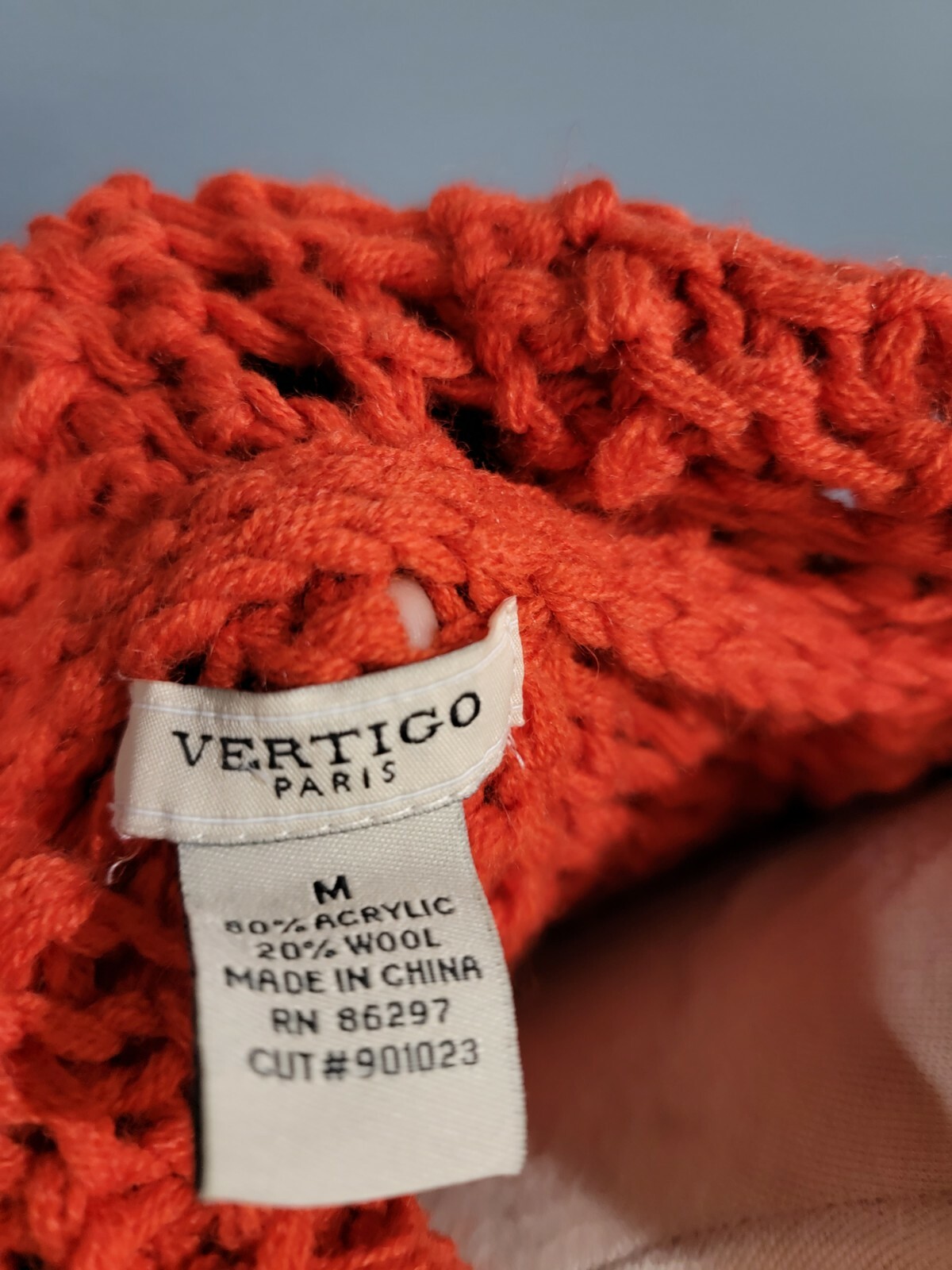 VERTIGO Paris wool blend crochet cropped hooded cape cardigan sweater M ...